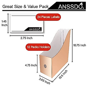 ANSSDO 12 Pack Rose Gold Magazine Holders, Premium Magazine File Holder for Desk, Foldable Cardboard File Folder Organizer as Book Bins Folder Holder for Office or School