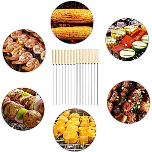 10 Pieces Stainless Steel skewers, BBQ skewers, Meat skewers, Stainless Steel skewers, Reusable BBQ skewers, Kebabs - 35cm