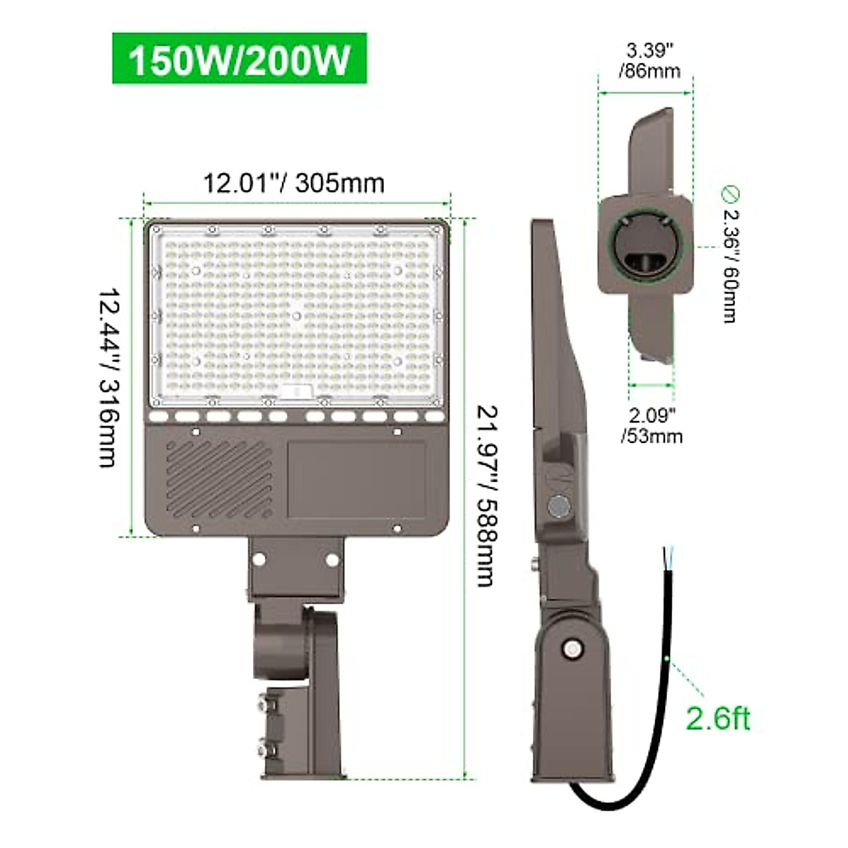 LED Parking Lot Light 150W Adjustable w/ Photocell Slip Fitter 21000lm 5000K Commercial Shoebox Pole Lighting Dusk to Dawn Light Outdoor Flood Security Lamp for Street Area Stadium Roadway, DLC Listed