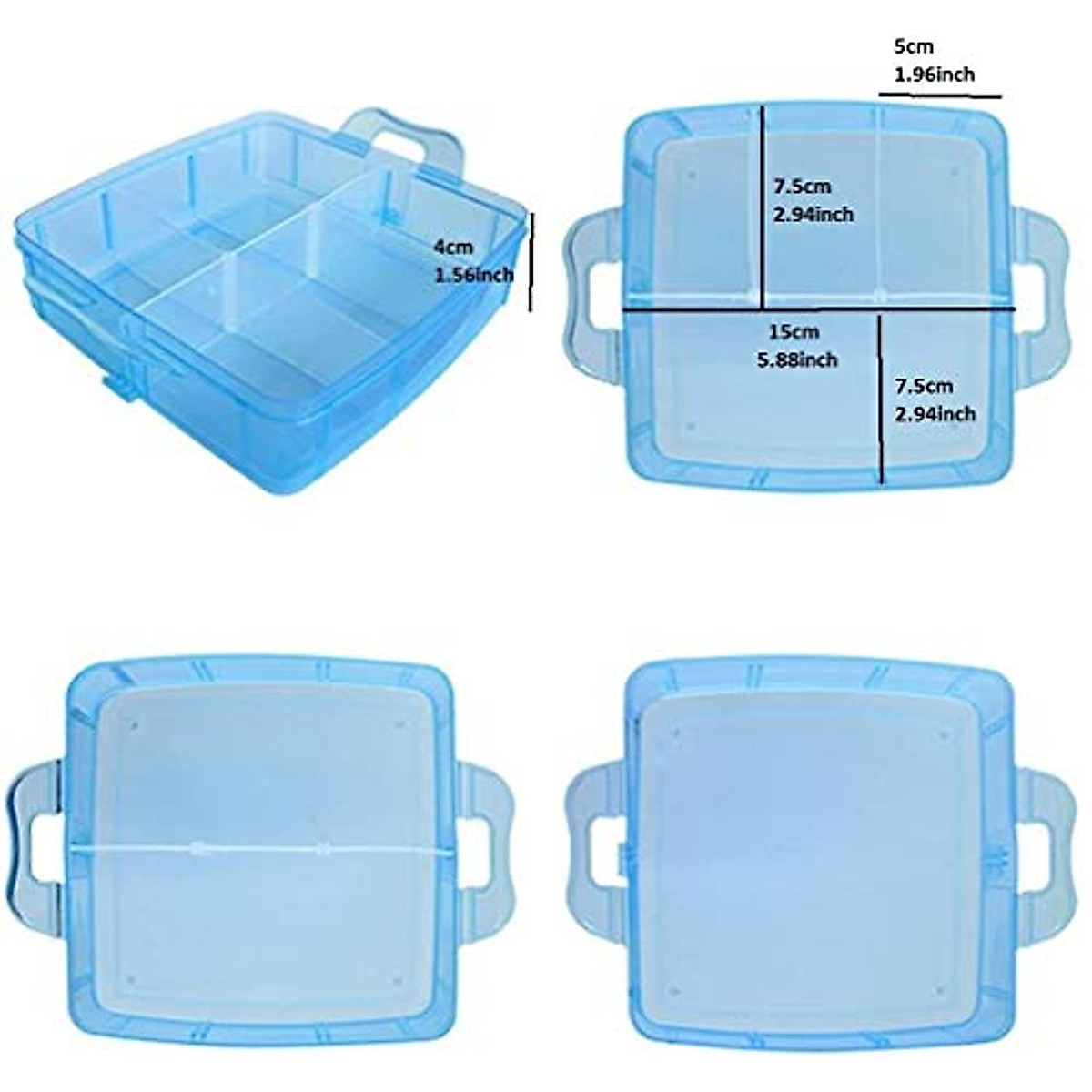 RainbowBaby 3-Tier Stackable Storage Box Organizer, 18 Adjustable Compartments, Small Plastic Craft Case Container Bins for Sewing Accessories, Jewelry Beads Arts and Crafts Beauty Supplies (White)