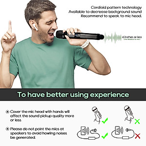 FDUCE Wireless Microphons System, 4-Channel UHF Handheld Mics Set of 4 Cordless Microphone, FCC Fixed Frequency, Volume Control, Wide Use for Karaoke, Party, Conference, Wedding, Church(SU518)