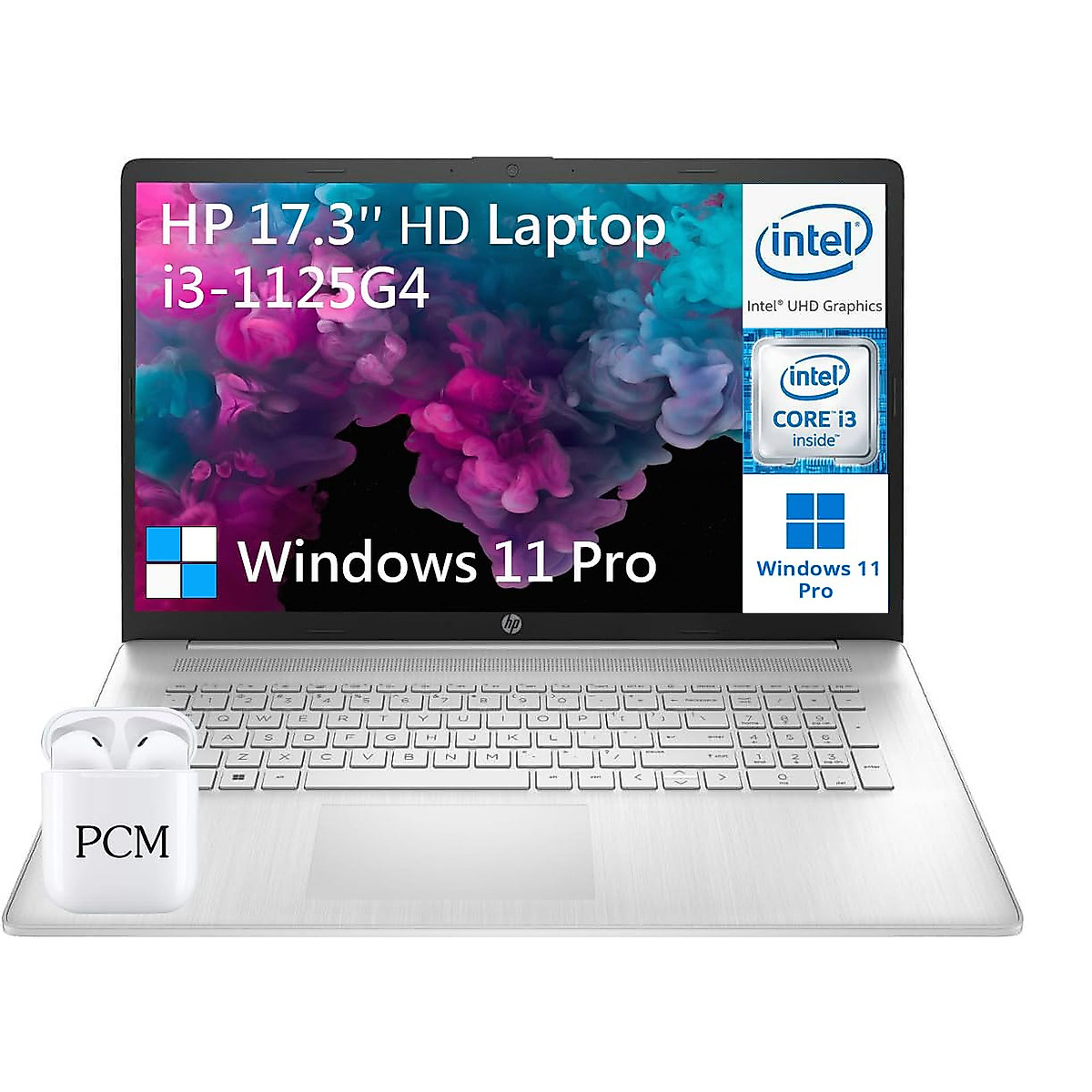 HP 17.3 Inch Business Laptop, 11th Gen Intel Core i3-1125G4, 16GB RAM, 1TB SSD, Windows 11 Pro, Wi-Fi, Bluetooth, Webcam, HDMI, Natural Silver, PCM