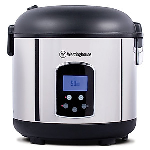 Westinghouse Rice Cooker, Hot Cereal Oatmeal Cooker, Food Steamer, 20 Cup, Stainless Steel and Black