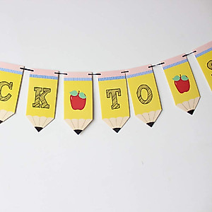BinaryABC Back to School Bunting Banner,First Day of School Sign,First Day of School Decoration Supplies