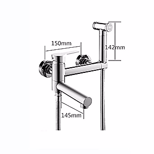 MINJING Handheld Bidet Sprayer for Toilet, Brass Cloth Diaper Sprayer Kit Wall Mounted Bidet Sprayer Set with 150cm Shower Hose, Toilet Bidet Sprayer Kit with Hot and Cold Water