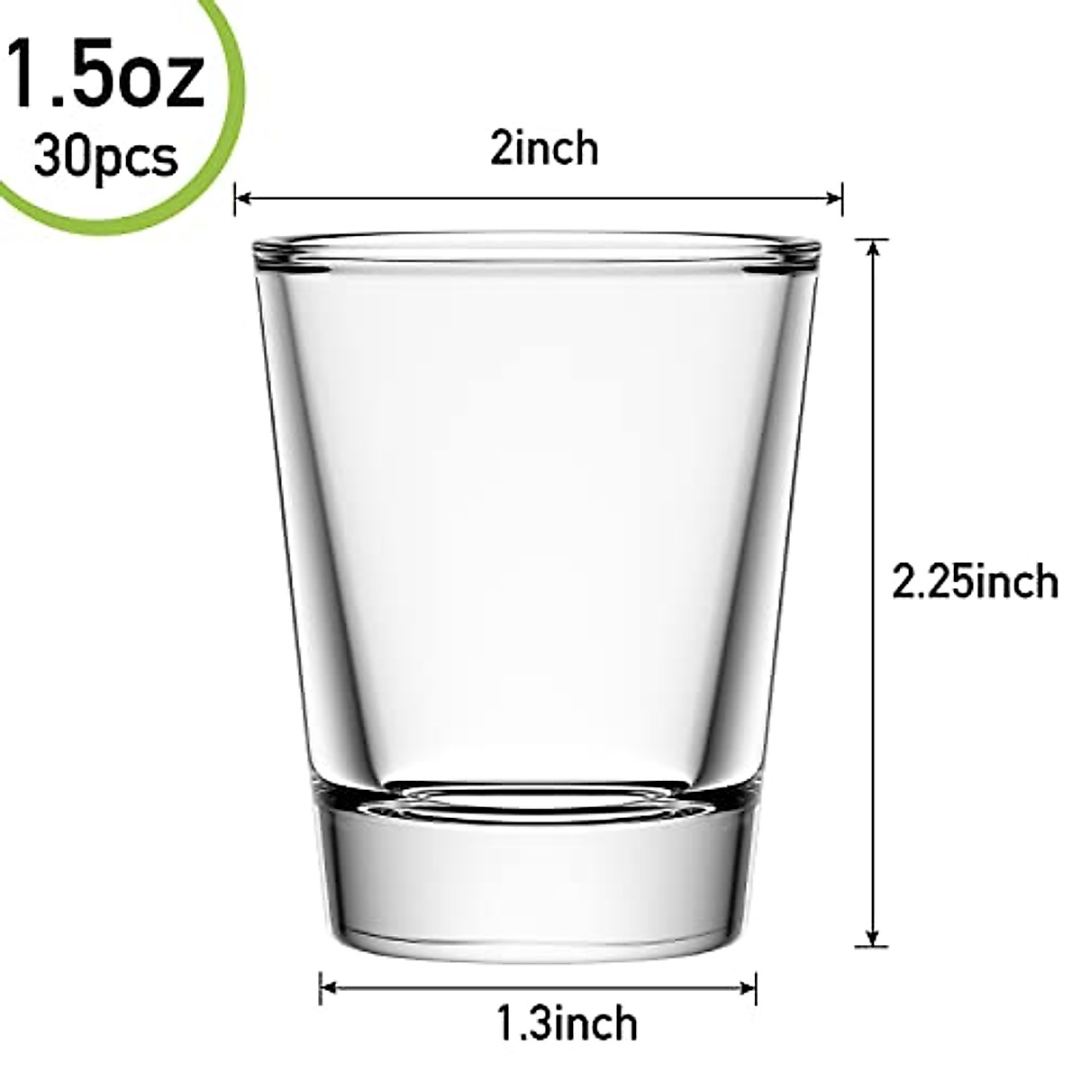 Aoeoe 30 Pack Heavy Base Shot Glass Set, 1.5 oz Whiskey Shot Glasses, Clear Shot Glasses Bulk, Small Shot Glasses, Round Espresso Shot Glass, Glass Cups for Vodka, Whiskey, Tequila, Espresso, Liquor