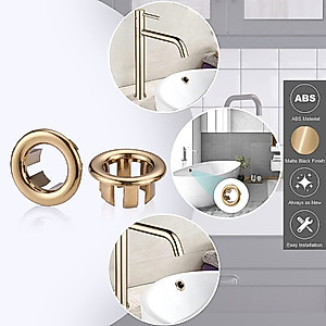 SKYPIA 4 Pcs Sink Overflow Ring Set Bathroom Accessary Kitchen Bathroom Sink Basin Overflow Cover Vanity Sink Overflow Cover (Gold)