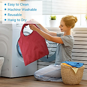 MOWPOG Reusable Grocery Bags, Extra Large Shopping Bags, Colorful Heavy Duty Tote Bag with Handle, Washable Foldable Polyester (5, Red, Orange, Green, Blue, Purple)