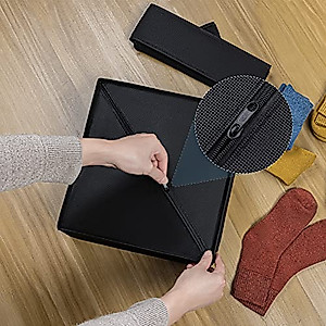 Joyoldelf Sock Drawer Organizer Divider Underwear Organizer 16-cell Fabric Dresser Drawer Organizers Storage Boxes for Socks, Lingerie, Handkerchiefs, Ties 2 Packs Black