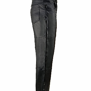 Milwaukee Leather SH1150 Men's Black Leather Motorcycle Over Pants with Jean Style Pockets - 42