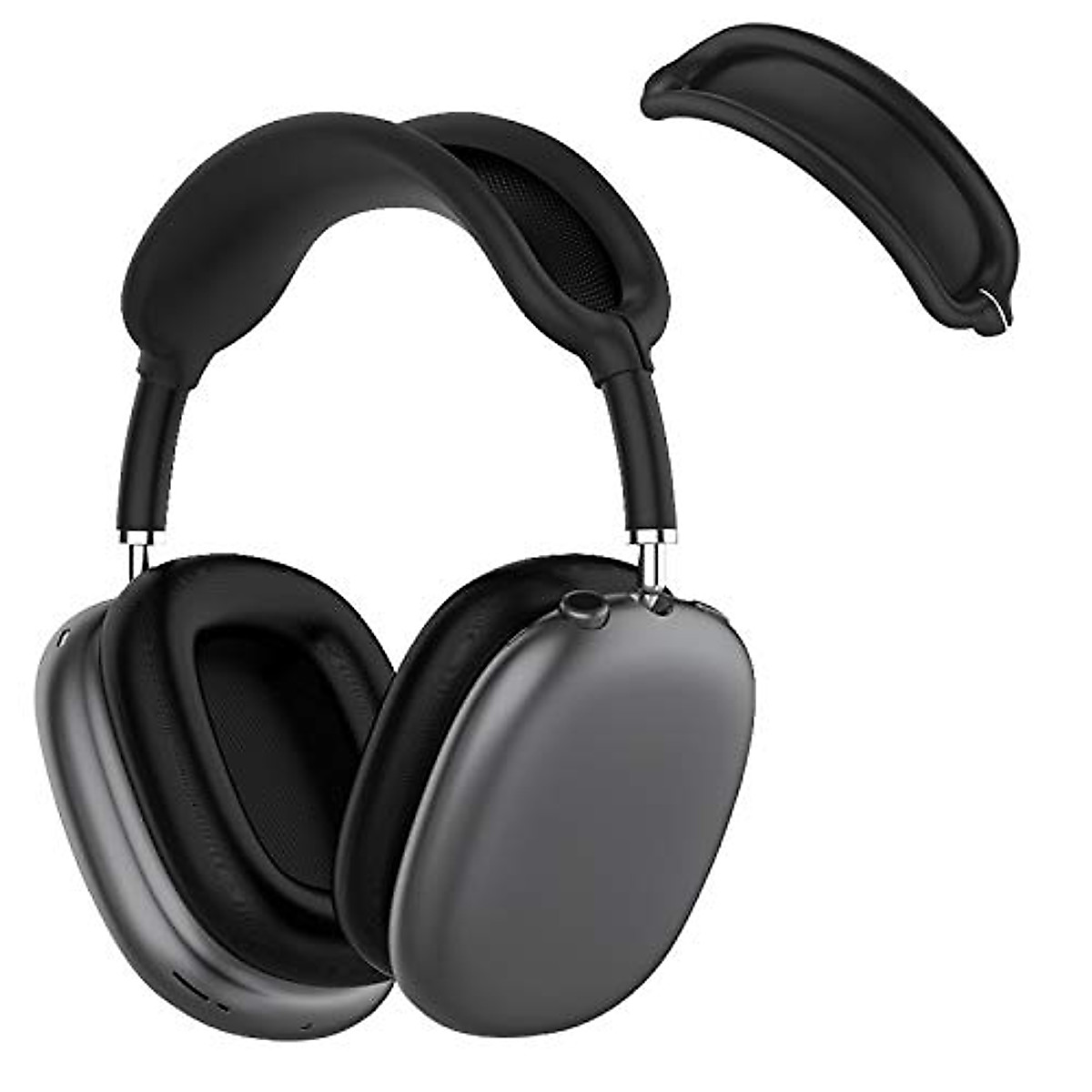 Seltureone Compatible for AirPods Max Headband Cushion, Silicone Earphone Protective Dustproof Sweat Proof Cover Accessories for AirPod Max Headphones Knit Mesh, Black