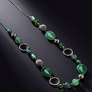 PEARL&CLUB Long Beaded Necklaces For Women - Sweater Chain Fashion Jewelry Necklace Gifts For Women (23-Jade Green)