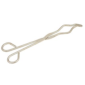 EISCO Crucible Tongs with Bow- Straight, Serrated Tips - Metal - 9.5" long