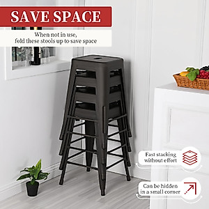 FDW Metal Bar Stools Set of 4 Counter Height Bar Stools 24 Inches Industrial Bar Chairs Patio Stool Stackable Backless Stool Indoor Outdoor Metal Kitchen Stools Bar Chairs (Bronze, 24")