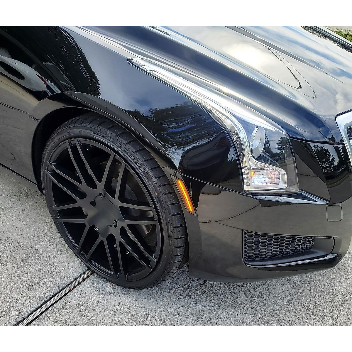 iJDMTOY Smoked Lens 27-SMD Amber Full LED Bumper Side Marker Light Kit Compatible With 2013-2014 Cadillac ATS, 2017-up Cadillac XT5; Compatible With 2019-up Chevy Blazer, Replace Amber Sidemarkers