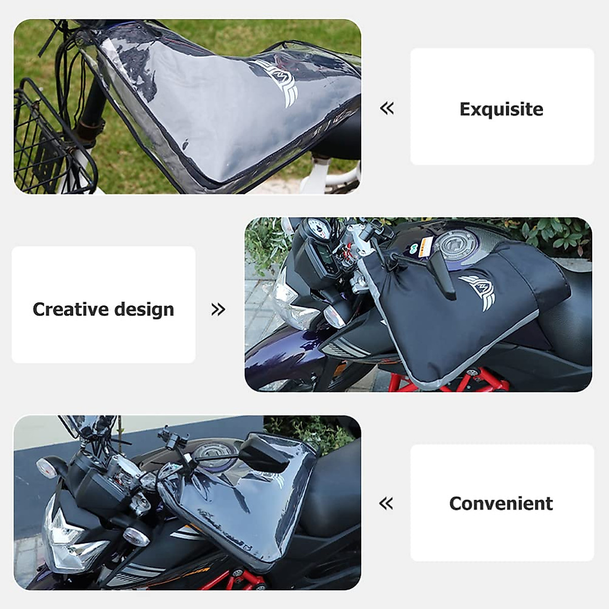 BESPORTBLE 1 Set Bicycle Handlebar Cover Motorcycle Handlebar Muffs Cycling Accessories Outdoor Accessories Bike Handles Grips Warm Handbag Mitts Gloves Cold Protection Polyester