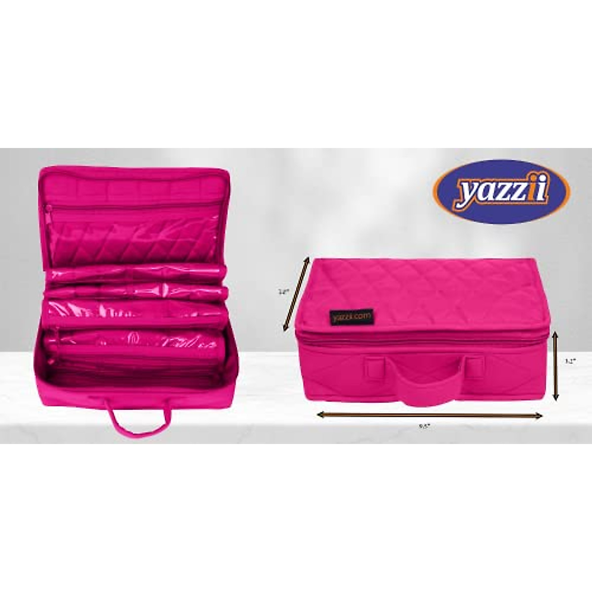 Yazzii Original Craft Organizer Tote Bag - Portable Storage Bag Organizer - Multipurpose Storage Organizer for Crafts, Cosmetics & Jewelry. Fuchsia