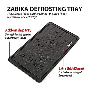 Defrosting Tray (Largest Size) for Rapid thaw with DRIP Tray- Best Kitchen thawing Tray - Better Than Heating Tray - Safe to defrost Meat Frozen - No Electricity Required