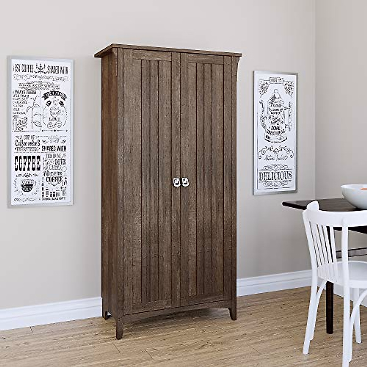 Bush Furniture Salinas Kitchen Pantry Cabinet with Doors, Ash Brown