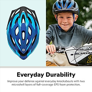 Schwinn Thrasher Kids Bike Helmet, Boys And Girls, Fits 50 - 54cm Circumference, Ages 5-8 Year Olds, Lightweight, Detachable Visor, CPSC Safety Certified, Child, Blue