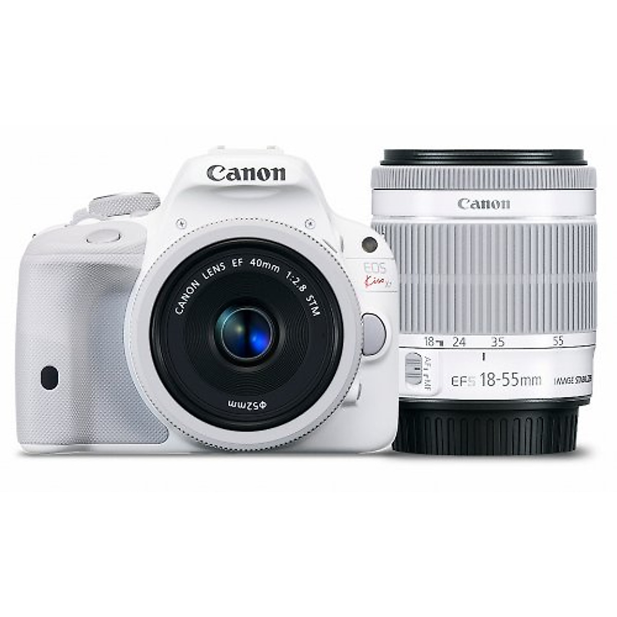 Canon DSLR Camera EOS Kiss X7 (White) with EF 40mm F2.8 STM + EF-S 18-55mm F3.5-5.6 IS STM - International Version (No Warranty)