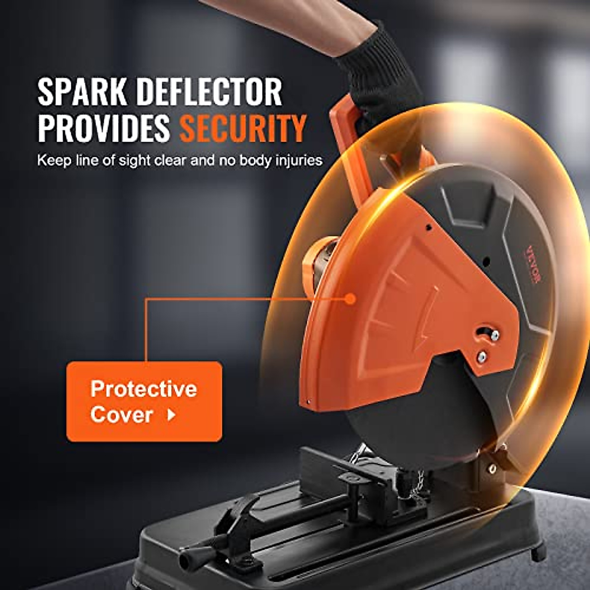 VEVOR Abrasive Chop Saw, 14in / 35cm Blade Cut Off Saw, 2300W 3600RPM Steel Cutting Machine, 0-45 Degrees Adjustable Angle Miter Saw for Cutting Metal Cutting Chop Saw for Steel Rebar Iron Aluminum