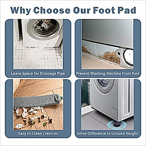 Anti Vibration Pads, 4pcs Washing Machine Base Foot Pads, Non Slip Heighten Shock and Noise Cancelling Mat for Washer and Dryer Machine Support Protects Pedestals (4 PCS)