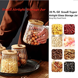 Glass Coffee Nuts Canister Airtight Storage Jar Petal Decorative Container with Bamboo Lid Metal Handle Easy to Grasp 700ml, 23 FL OZ