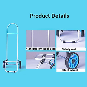 Shopping Trolley on Wheels Multi Function Shopping Cart Lightweight and Portable Folding Steel Tube Trolley Rose Back Zipper Bag Storage Hand Trucks,Yellow,32 * 31 * 90Cm ,Shopp