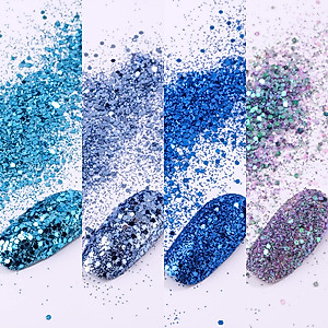 Oneleaf Holographic Chunky Glitter 16 Colors Total 120g Face Body Eye Hair Nail Festival Chunky Mermaid Dreams Holographic Sequins Glitter for Christmas, Mixed Different Size