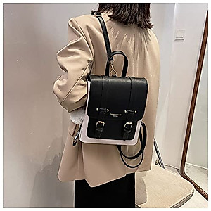 Cutemoria Fashion Mini Backpack Purse For Women Girls Vintage Faux Leather Flap Convertible Shoulder Bag Casual Travel Daypacks (Black)