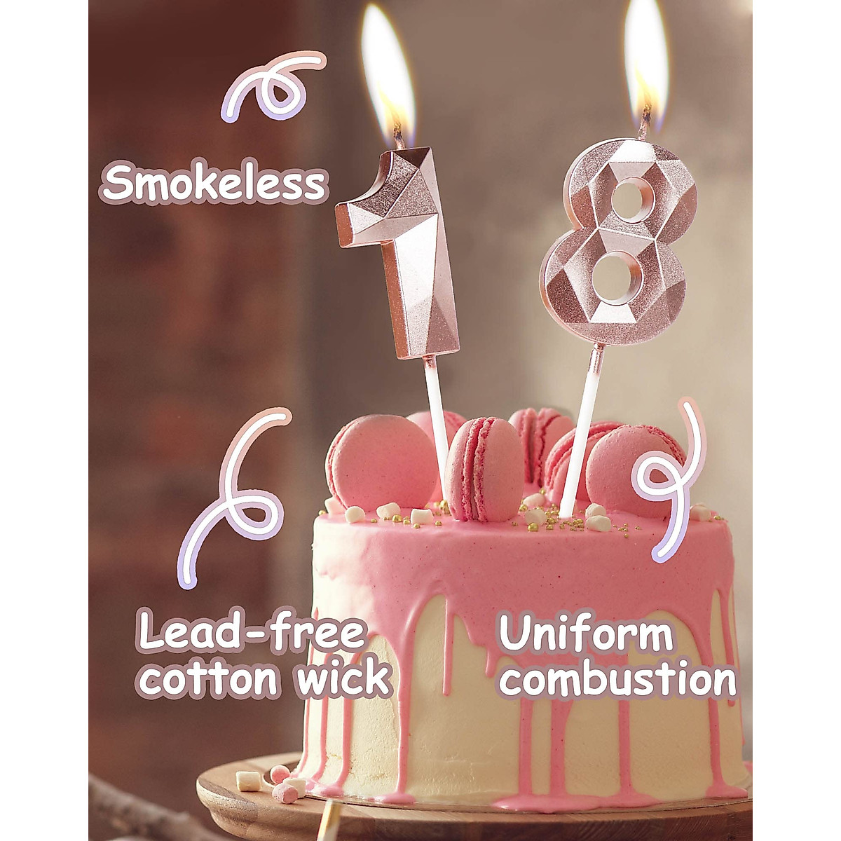 60th Birthday Candles,Number 60 Candles,Rose Gold Happy Birthday Candle for Cake,3D Design Cake Topper Decorations for Women Men Pet Birthday Party Wedding Anniversary Celebration Supplies