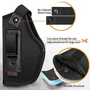 Concealed Carry Gun Holster, FINPAC IWB 9mm Airsoft Holsters, Belt Attachment Pistol Mag, Fits for Glock 17,19,26,27,42,43 M&P Shield Handguns