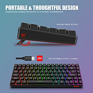RedThunder K84 Mini Gaming Keyboard, 75% Ultra-Compact TKL Mechanical Feel Wired Keyboard with RGB LED Lighting Effects for PC/MAC/PS4/PS5/XBOX Gamer (Black)