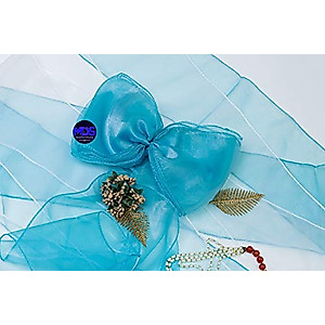 mds Set of 10 Yard Bridal Solid Sheer Organza Fabric Bolt for Wedding Dress,Fashion, Crafts, Decorations Silky Shiny Organza 44”- Light Teal