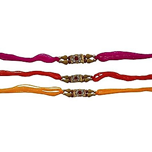 IndiaBigShop Set Of Three Rakhi Thread, Raksha Bandhan Gift For Your Brother Vary Color, Rakhi For Bhai, Brother, Bhaiya