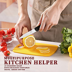 Paring Knife, Kaloo 3.7 inch Small Fruit Knife with Straight Edge, Razor Sharp Kitchen knife, Peeling and Vegetable Knife, German Stainless Steel Pearing Knife with Ergonomic Handle (Black)