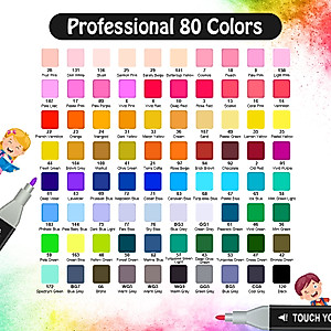 Alcohol Markers Set, 80 Color Dual Tip Art Markers for Kids & Adults, Drawing & Painting Pens with Case