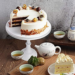 ATRDTO Set of 3 Pieces Cake Stands Iron Cake Holder Dessert Display Plate Serving Tray for Baby Shower Wedding Birthday Party (White)