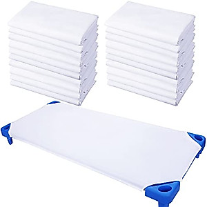 20 Pcs Daycare Cot Sheets for Toddler and Preschool Pure Cotton Breathable Fabric White Cot Sheets Standard Daycare Cot Bed Fitted Sheet for Boys and Girls, 51.18'' W x 23.62'' L (20 Pcs)