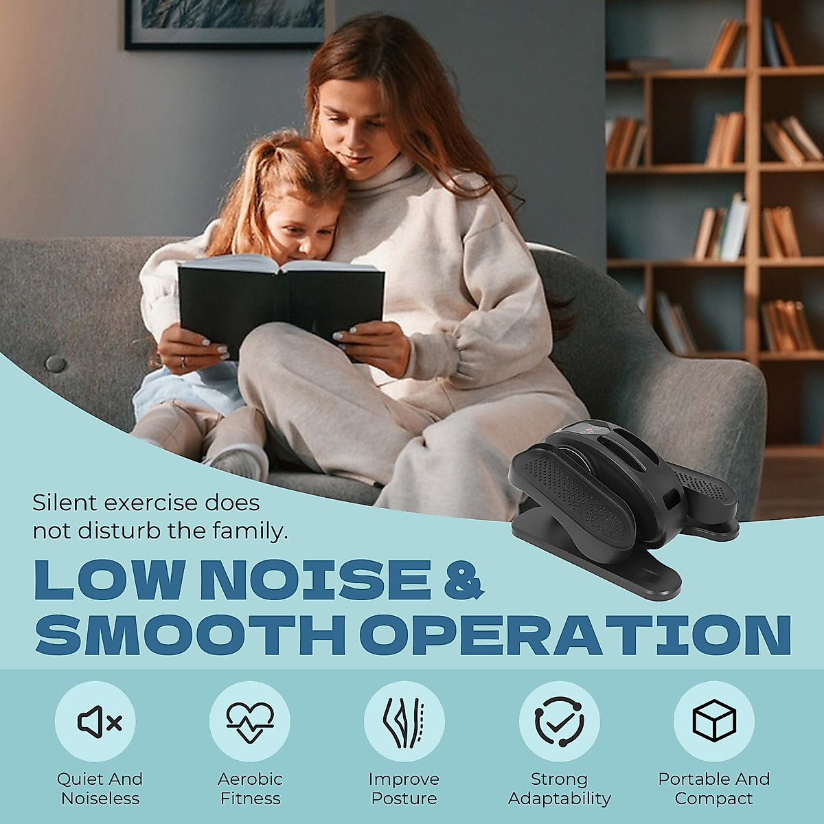 Leasbar Under Desk Elliptical Electric Foot Pedal Exerciser, Portable Elliptical Ellipse Leg Exerciser for Seniors, Quiet Compact Elliptical Exercise Machine with Remote Control