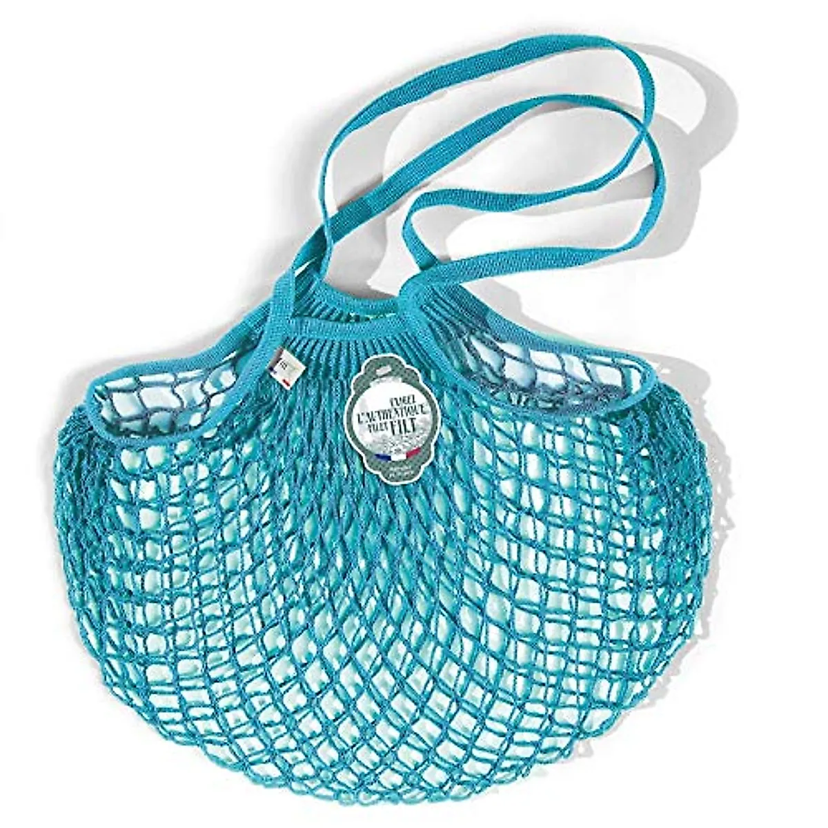 The French Filt Le Fillet Regular Shoulder Carrying Cotton Net Shopping Bag – Filt Medium Bag in Turquoise