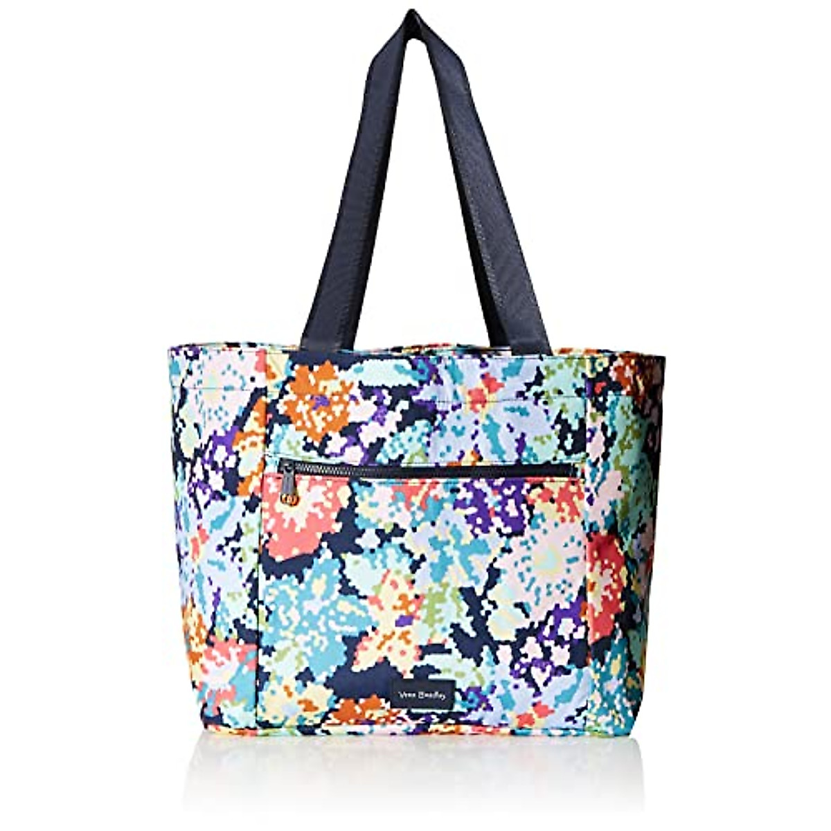 Vera Bradley Women's Recycled Lighten Up Reactive Drawstring Family Tote Bag, Happy Blooms Cross-Stitch, One Size