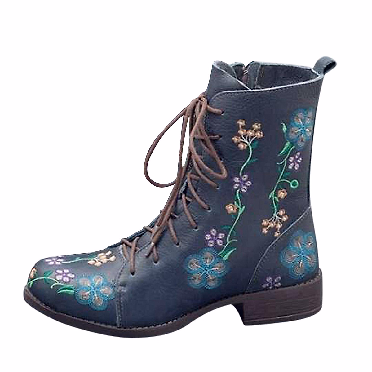 Cowgirl Boots Women Square Toe, Rain Boots for Women Womens Bling Boots Vintage Shoes Boho Booties Waterproof Wide Calf Boots Women's Rain Boots Blue