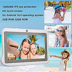 Kids Tablet, 2GB RAM 32GB ROM Dual Camera 5000mAh Battery Octa Core CPU HD Tablet US Plug 100‑240V for Study (US Plug)