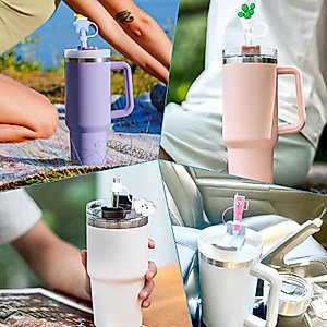 4Pcs Straw Cover for Stanley Cup&Simple Modern 40 oz Trek Tumbler,Mix Straw Tip Covers, Dust-Proof Straw Cap Toppers, Reusable Silicone Soft Protector Cover for 0.4 inch/10mm Straws