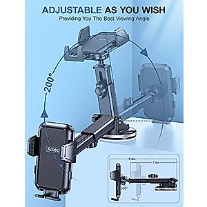 Xooec Car Phone Holder Mount [Durable & Super Suction] Cell Phone Mount for Car Dashboard Air Vent Windshield Universal 360 Hands Free Stand for iPhone 13 12 11 Pro Max Samsung Galaxy Note S21 Ultra