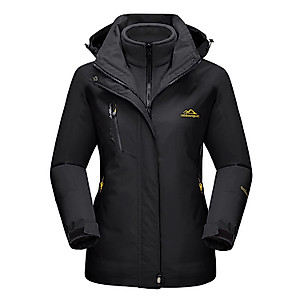 MAGCOMSEN Women Ski Jacket Waterproof Winter Jackets for Women Outdoor Snow Windbreaker Jacket Skiing WWomens Jackets Pure Black XL