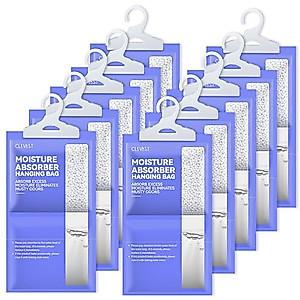 CLEVAST Moisture Absorbers Packets 10 Pack, Dehumidifier Bags for Closet, Unscented Hanging Humidity Absorber in Wardrobes, Bedrooms, Bathrooms(230g/pack)