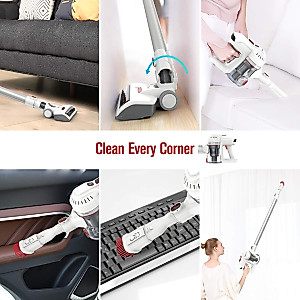 Dibea E19Pro 2 in 1 Handheld Lightweight Vacuum Cleaner Cordless 17Kpa Powerful Suction Stick Vacuum with LED Brush Rechargeable Vacuum for Floor Carpet Car Pet Hair Wall Mount, Purple (Renewed)